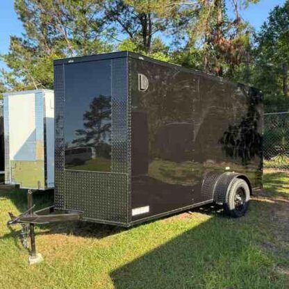 6×12 Single Axle Black Enclosed Cargo Trailer with Blackout Package ...